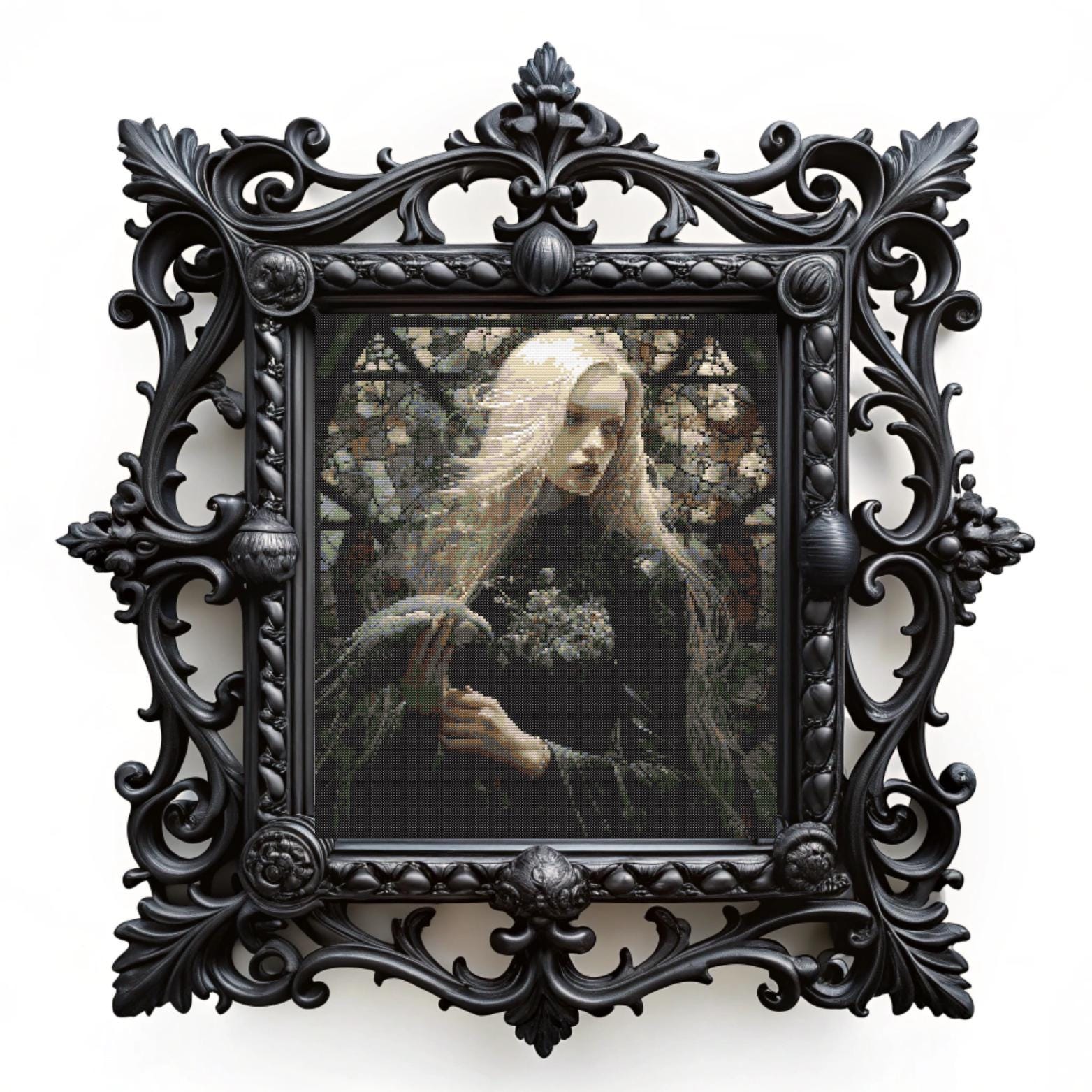 Gothic Victorian Lady Cross, Stitch Pattern,dark Romantic Ravenand ...