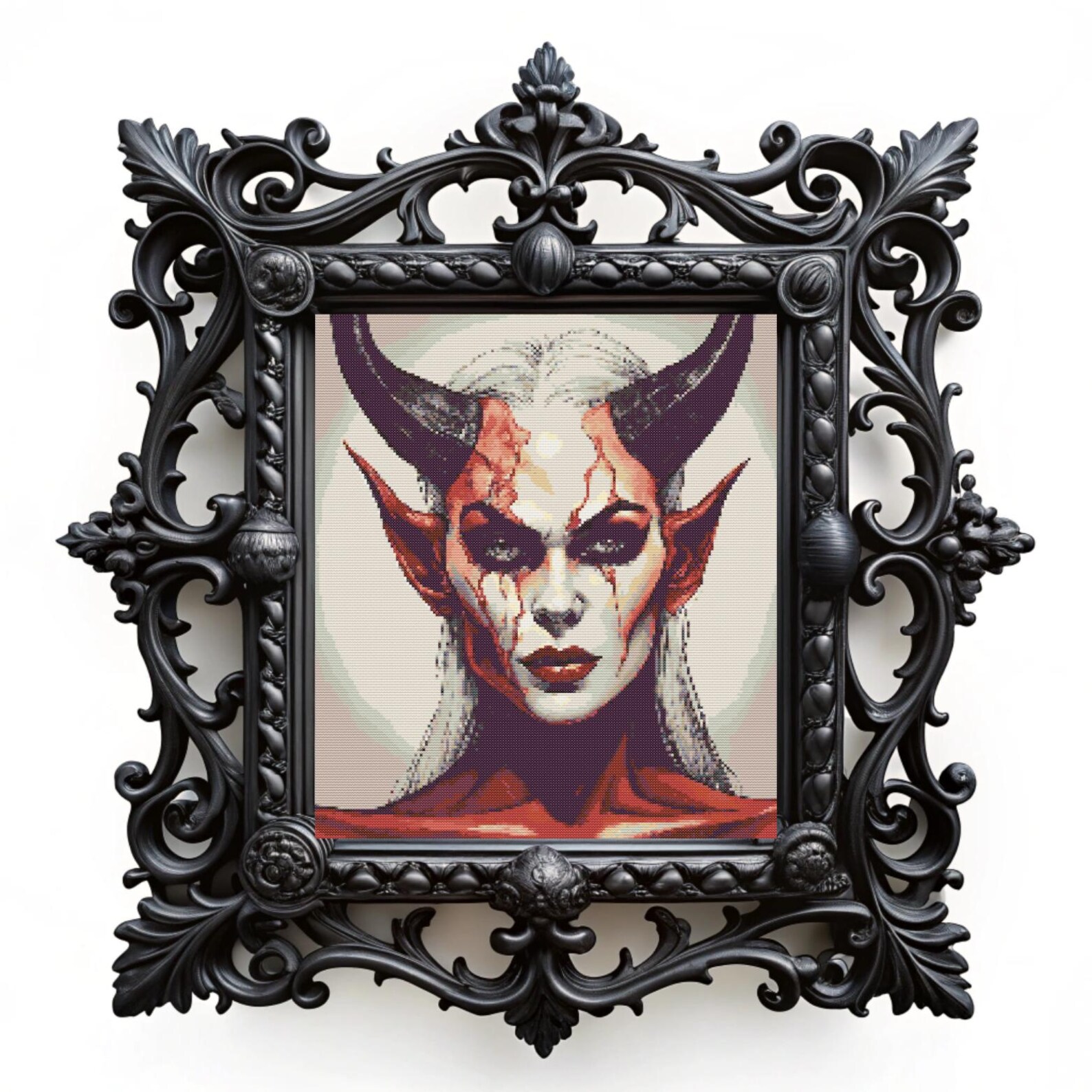 Satan Woman Cross Stitch Pattern, Modern Cross Stitch, Satanic Art ...
