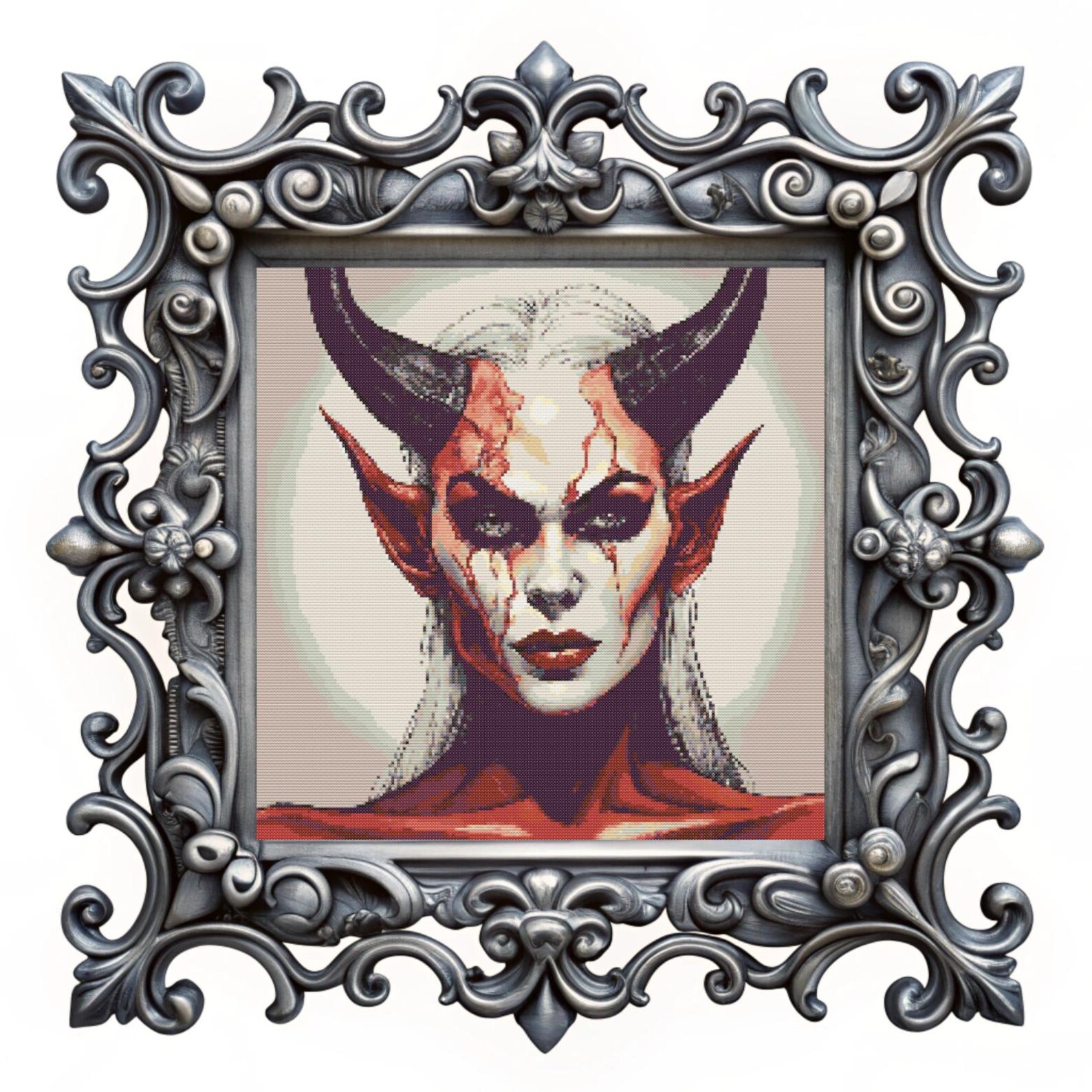 Satan Woman Cross Stitch Pattern, Modern Cross Stitch, Satanic Art ...