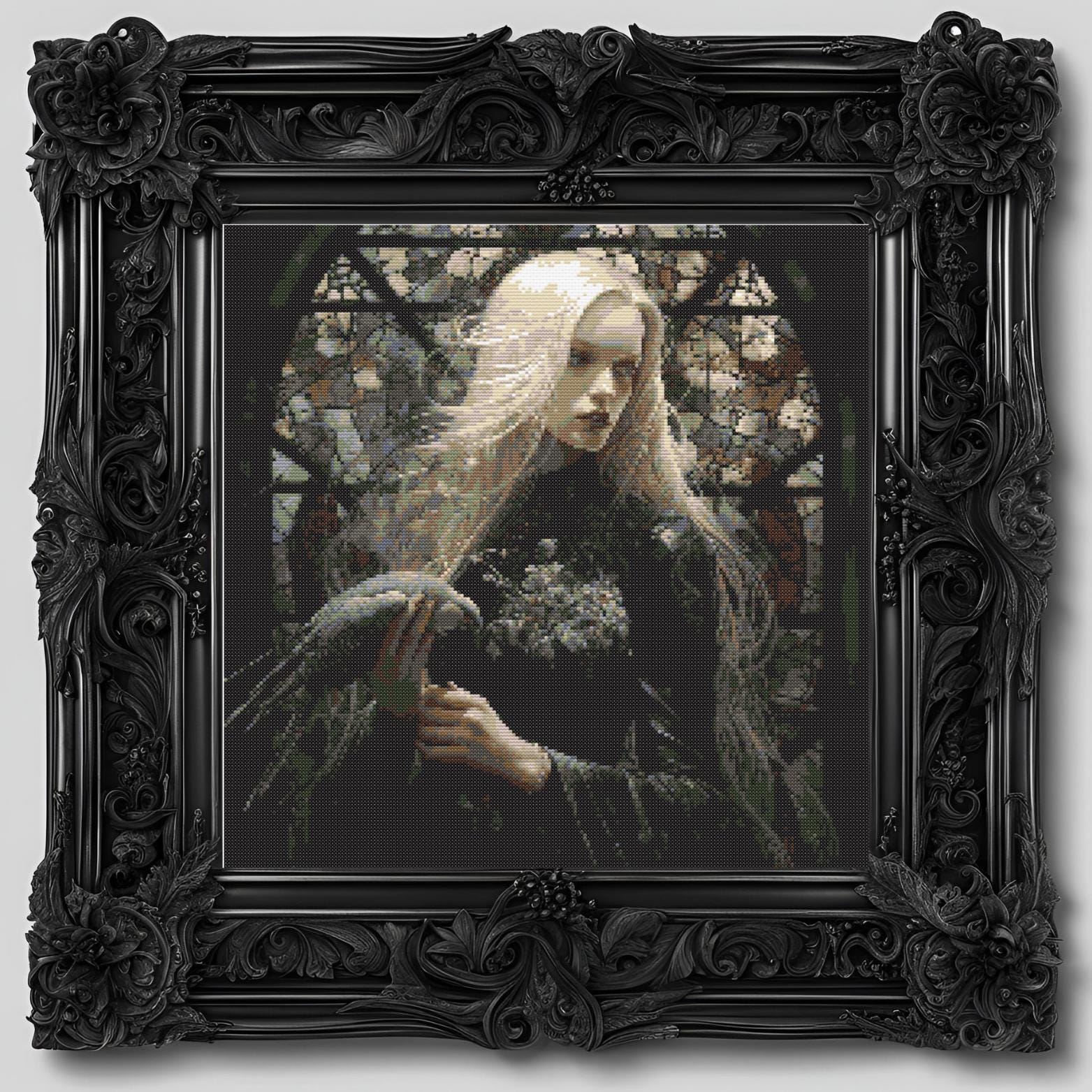 Gothic Victorian Lady Cross, Stitch Pattern,dark Romantic Ravenand ...