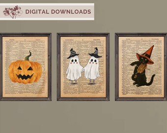Vintage Halloween Decor Set of 6, Instant Digital Download, Spooky ...