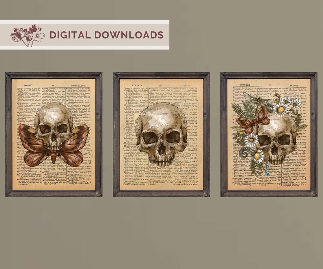 Creepy Halloween Decor Set of 3, Instant Digital Download, Halloween ...
