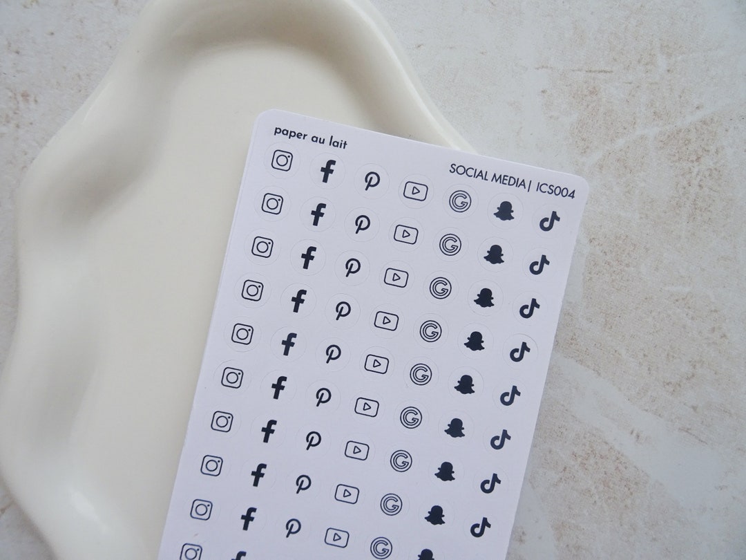 Social Media Icon Stickers Planner Stickers Icon Stickers 2 Sheets ...