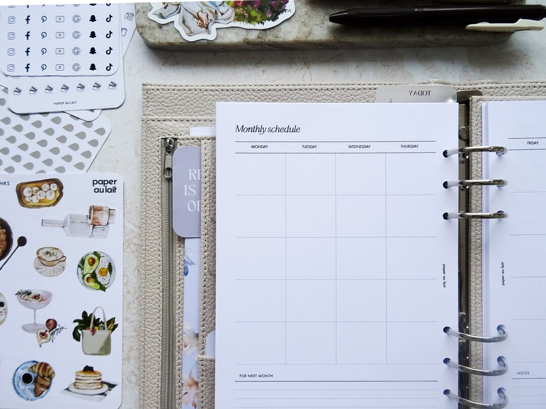 Monthly on 2 Pages With Dashboard Undated Planner Inserts for A5/a6/hl ...