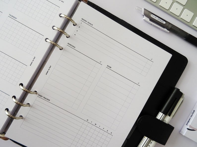 Weekly Planner Insert Grid Lay-out Separate Personal & Work To-do's ...