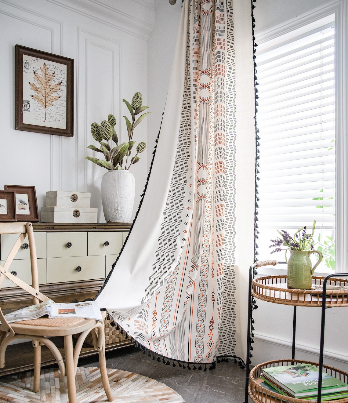 Boho Curtains Cotton Linen Curtains Boho Handmade Curtain - Etsy