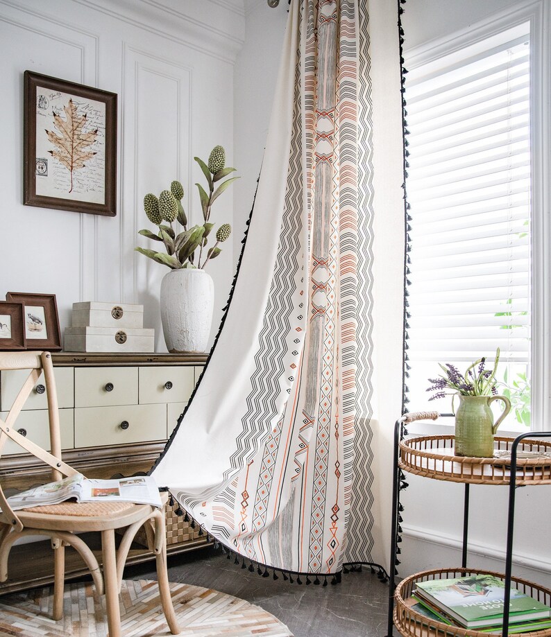 Boho Curtains Cotton Linen Curtains Boho Handmade Curtain - Etsy