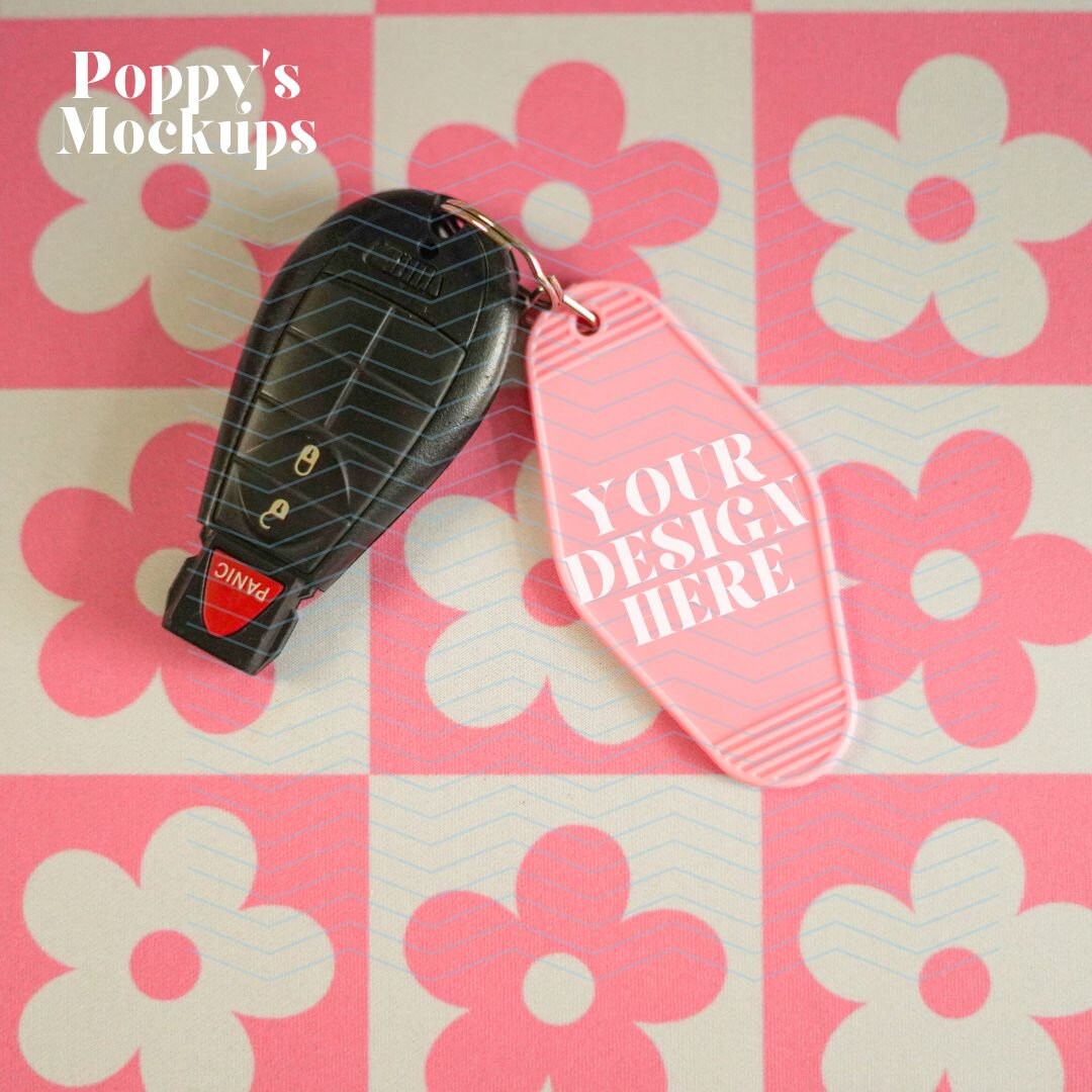 Pink Motel Keychain Mockup, Hotel Keychain Mockup, Mockup for Motel ...
