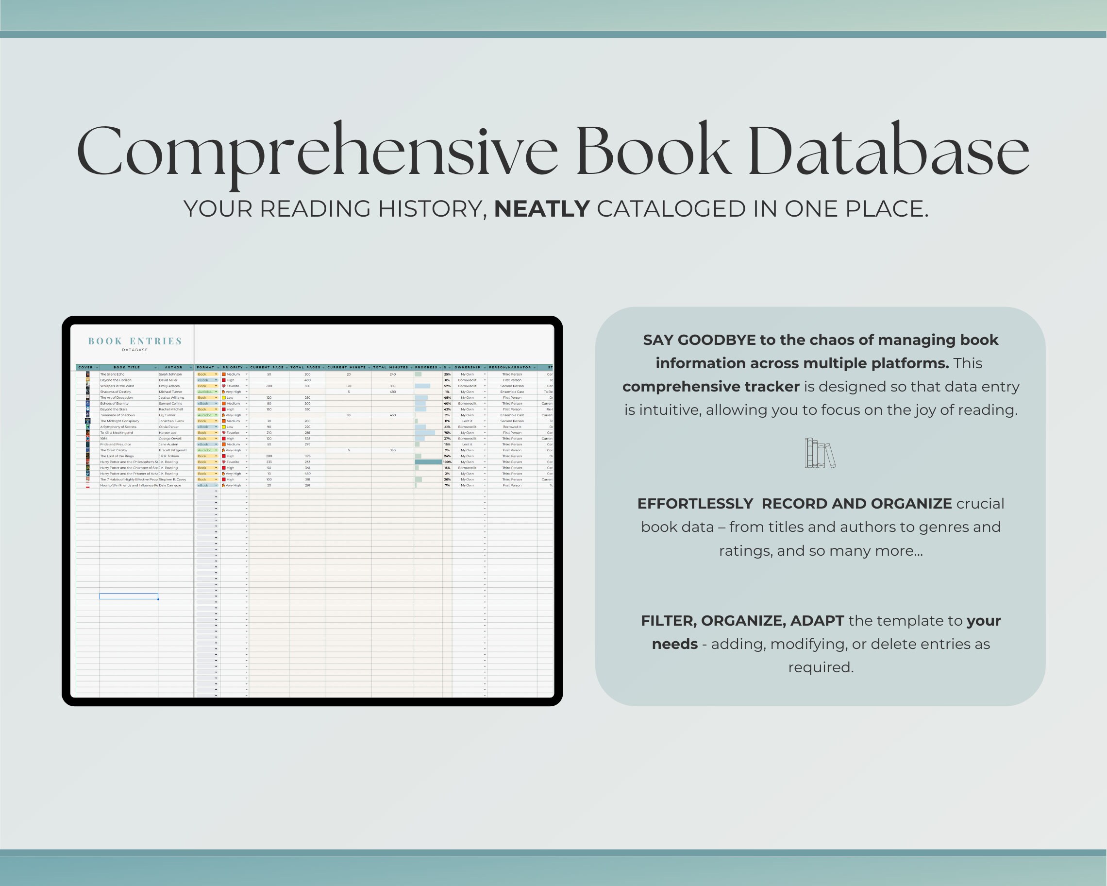 Book Tracker Spreadsheet Reading Spreadsheet Reading Tracker Book ...