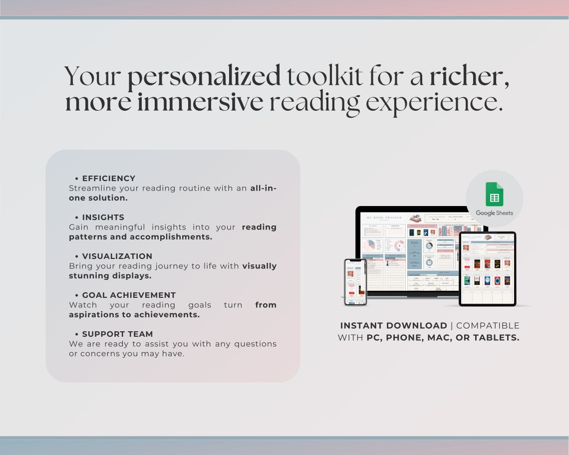 Reading Tracker Spreadsheet Google Sheets Book Journal Digital Reading ...