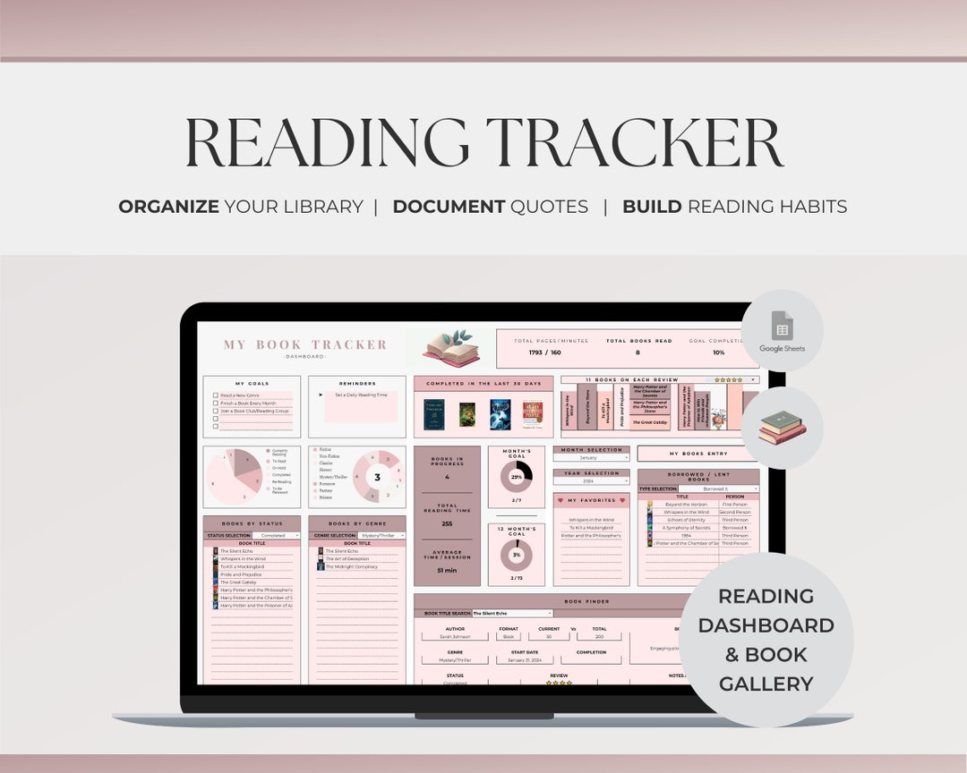 Book Tracker Spreadsheet Reading Tracker Reading Planner Book ...