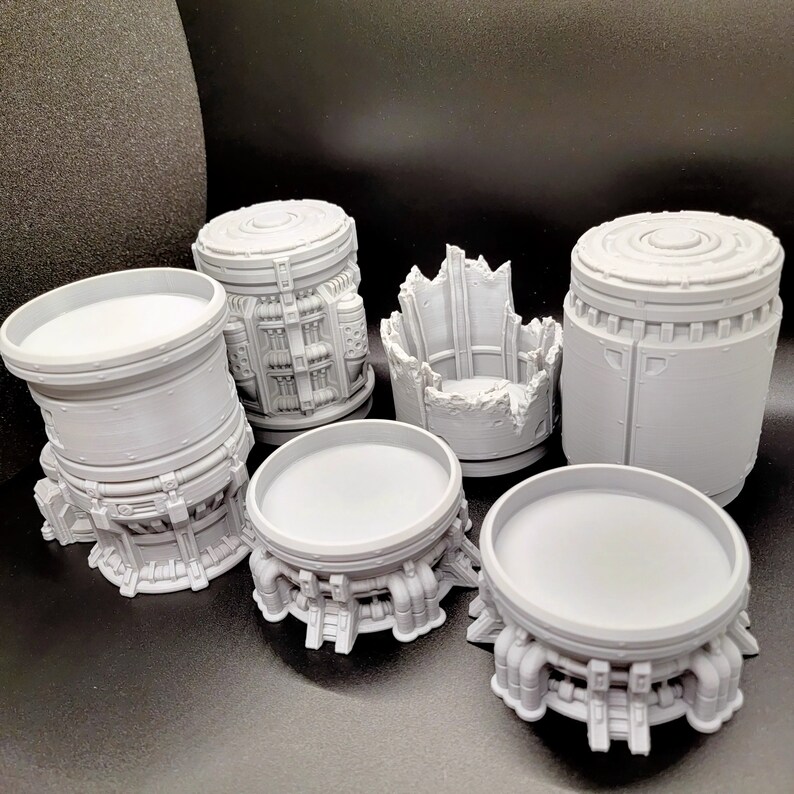 Industrial Gas Silos Scatter Terrain 3D Printed Tabletop RPG Scenery and Wargame Terrain for 28 ...