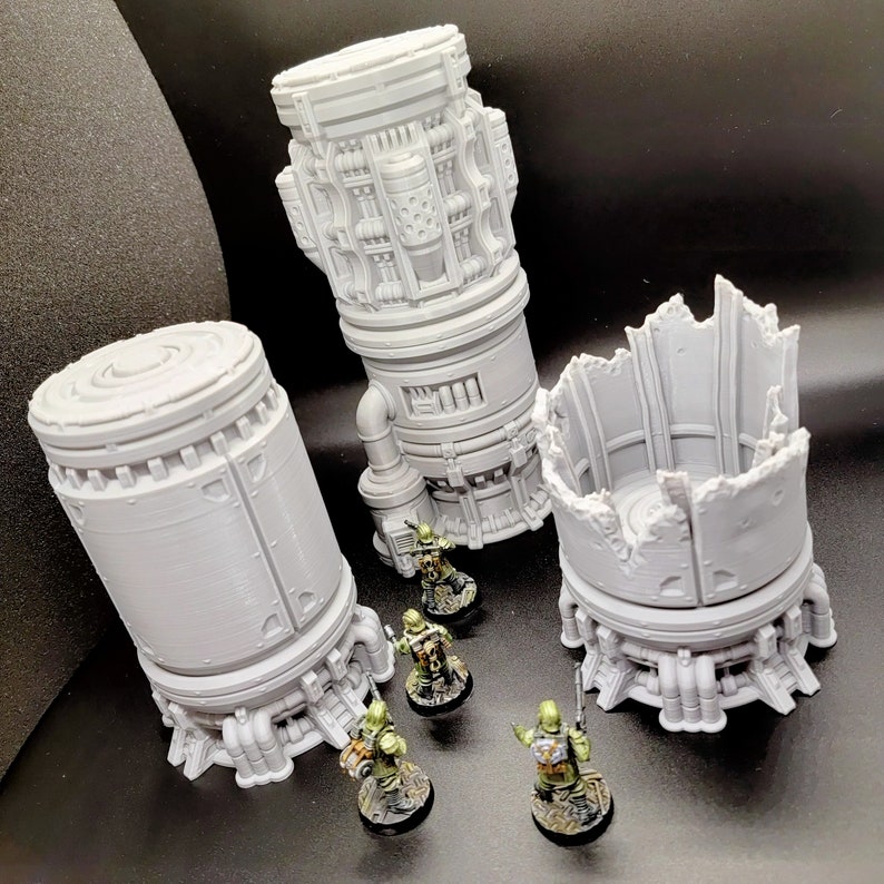 Industrial Gas Silos Scatter Terrain 3D Printed Tabletop RPG Scenery and Wargame Terrain for 28 ...