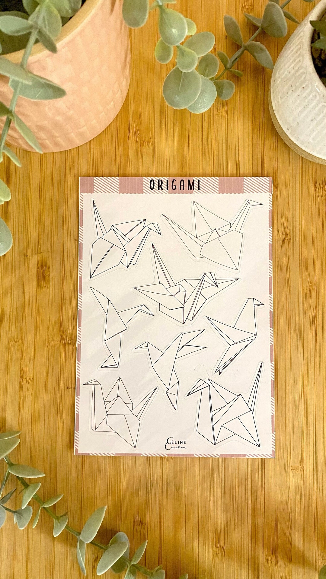 Sheet of 8 “origami” Stickers - Sticker Sheets, Bujo Stickers, Planner ...