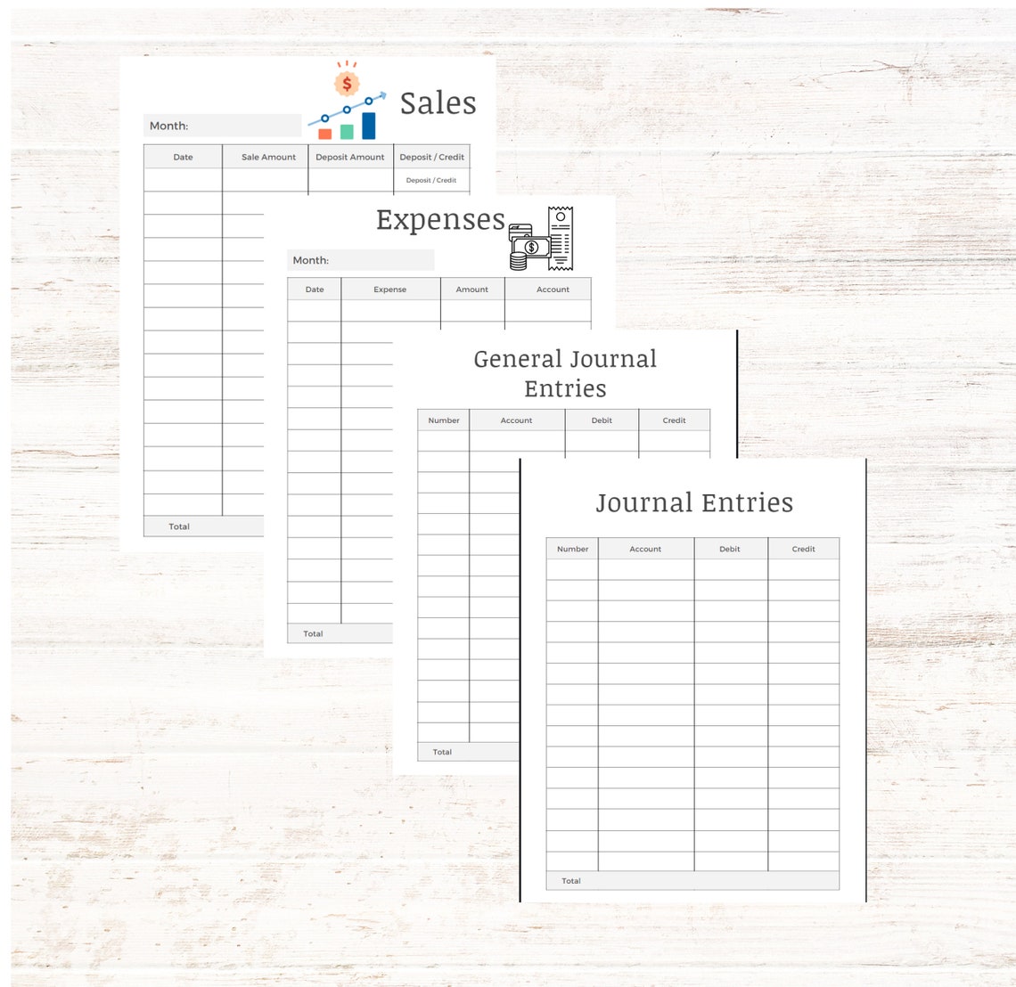 Bookkeeping Tracker. Income. Expenses. Journal Entries. PDF Download ...