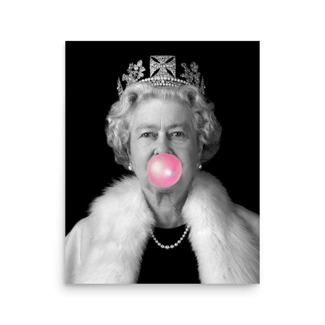 Queen Elizabeth Poster, Bubble Gum, Queen Elizabeth Wall Print, Queen ...