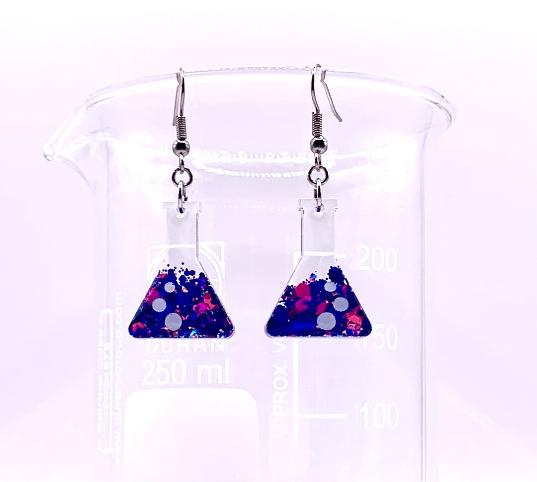 Purple Colourshift Conical Flask Hypoallergenic Dangle Earrings With ...
