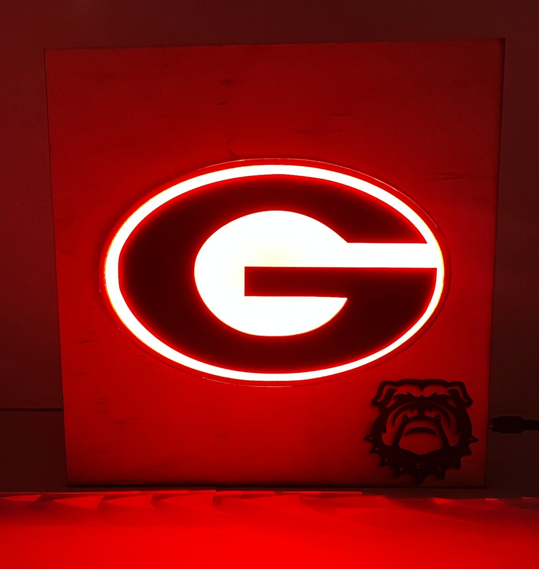 UGA LED Sign Large Logo Wooden Box Light Custom Wall Art Decor ...