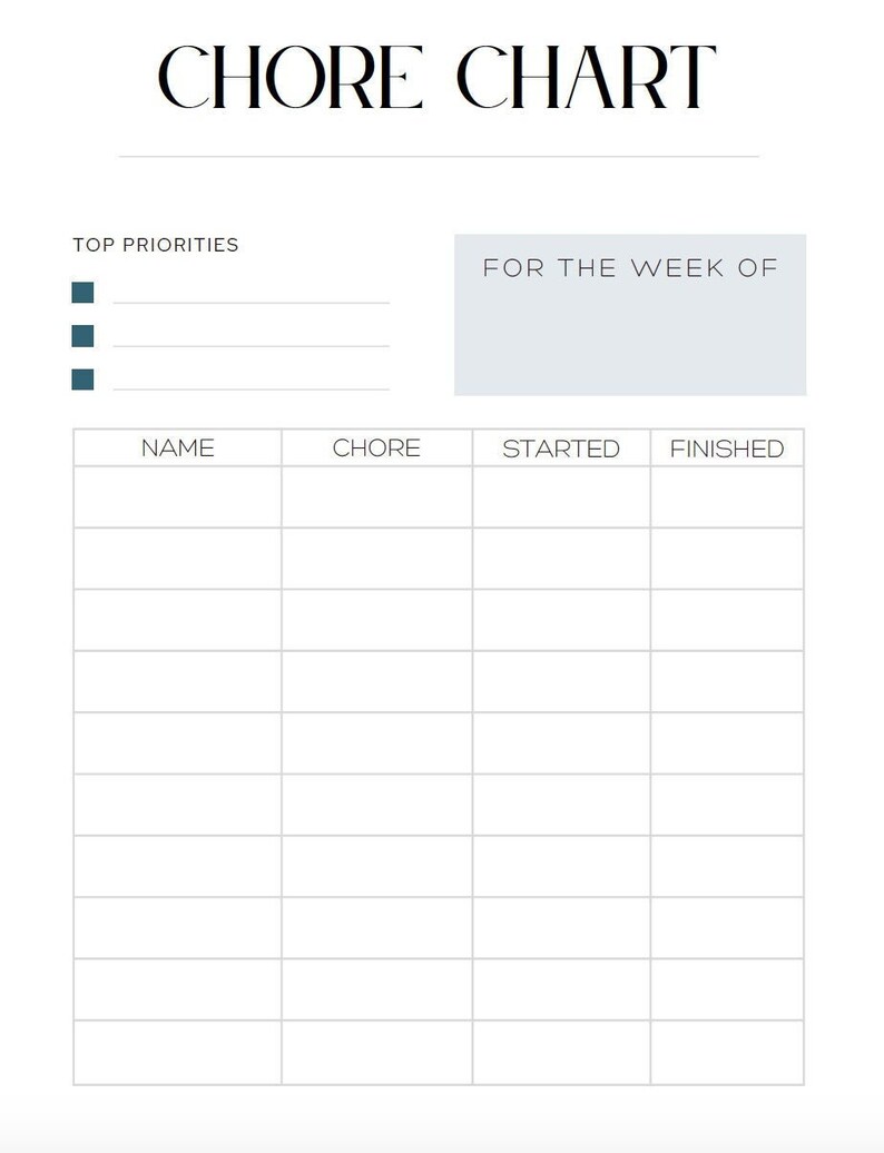 Chore Chart - Etsy