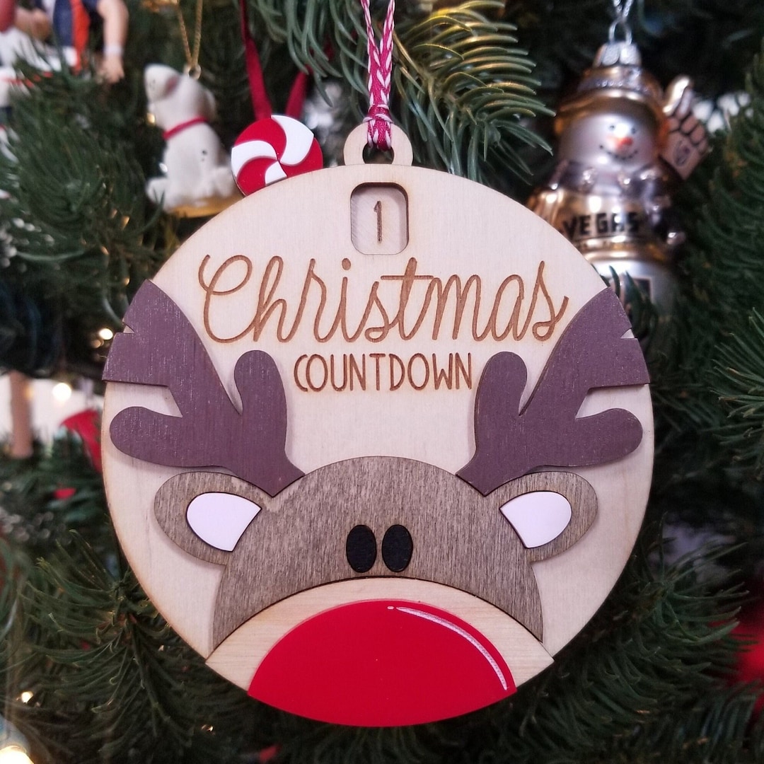 Christmas Countdown Ornament, Cute Reindeer Ornament, Christmas ...