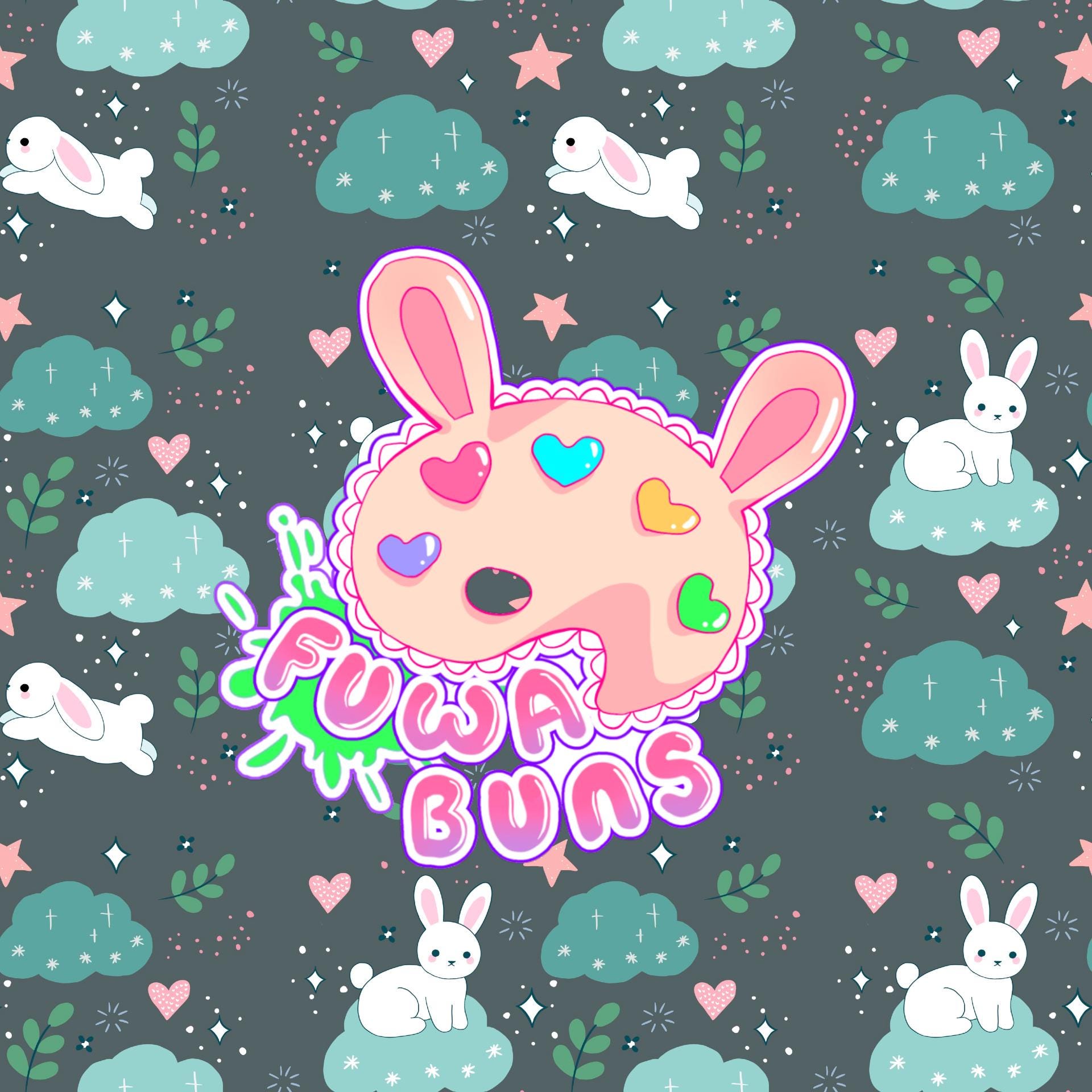 Cozy Cute Green Bunny Cloud Seamless Pattern | High Res 300 DPI ...