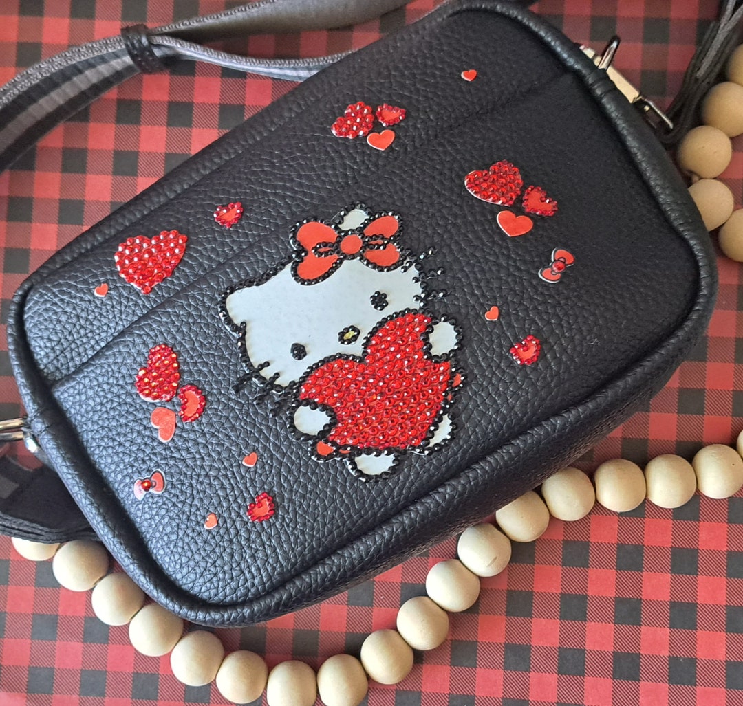 Red Heart Hello Kitty Crossbody Bag, Bedazzle Bag, Unique Bag, Small ...