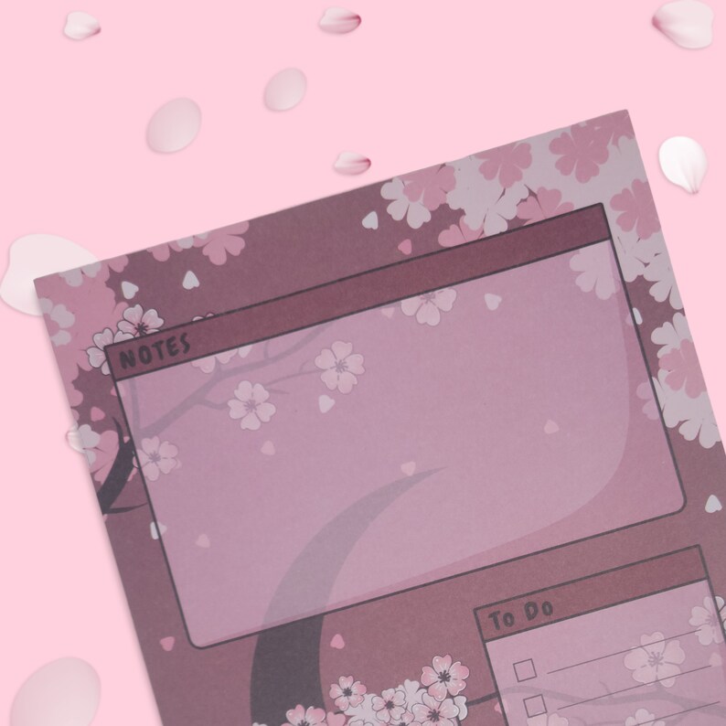 DISCOUNTED Cute Sakura to Do Aesthetic Notepad With Optional Sticky Pad ...