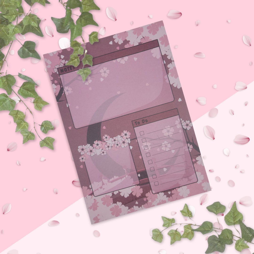 Cute Sakura to Do Aesthetic Notepad With Optional Sticky Pad Cute ...