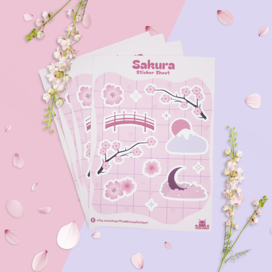 Sakura Aesthetic Matte Sticker Sheet Perfect for Journaling - Etsy