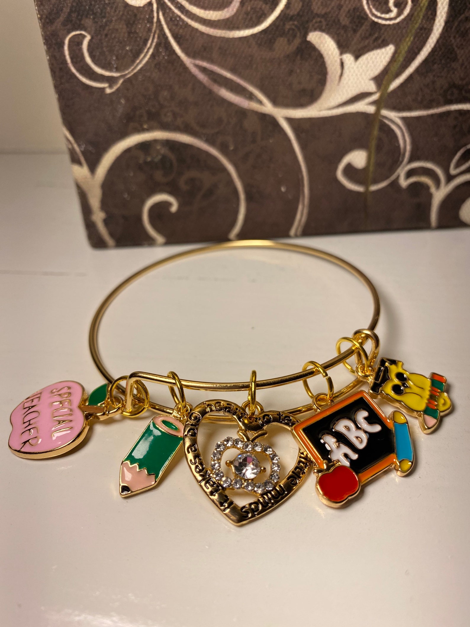Teacher Charm Bracelet With Charms, Teacher Bracelet, Alex and Ani ...