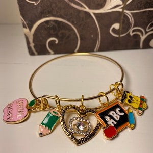 Teacher Charm Bracelet With Charms, Teacher Bracelet, Alex and Ani ...