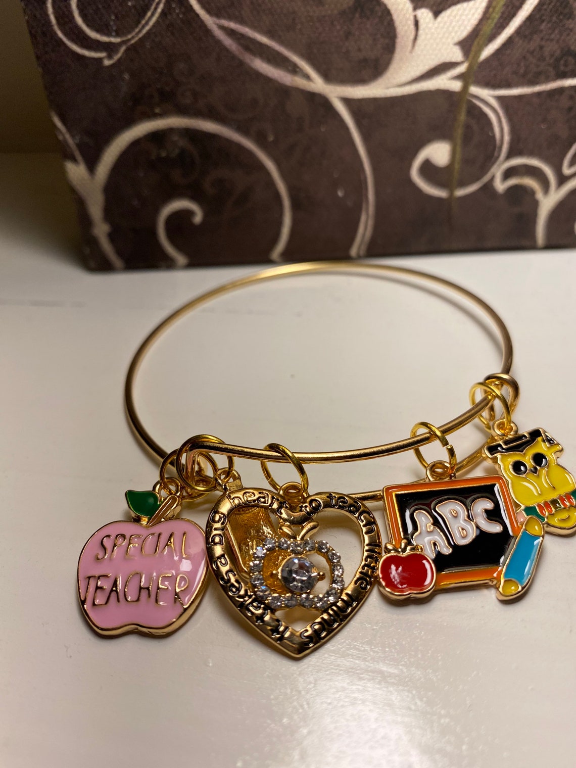 Teacher Charm Bracelet With Charms, Teacher Bracelet, Alex and Ani ...
