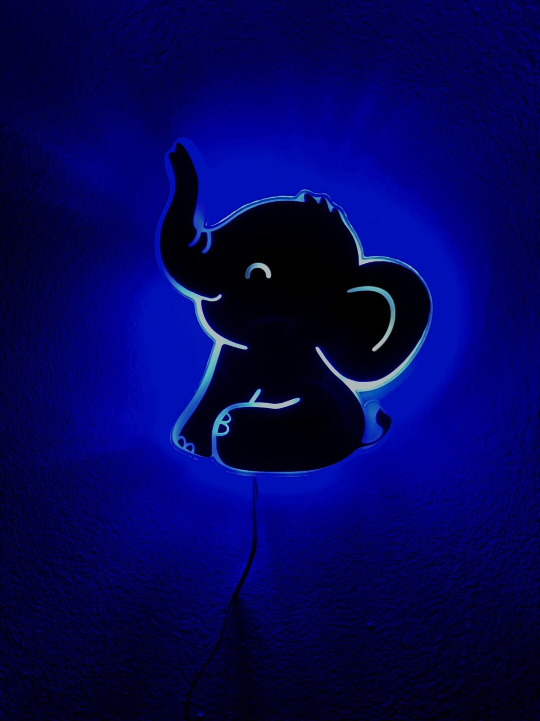 Blue Baby Elephant Sign, Led Wall Sign, Edge Lit Acrylic, Like-neon ...