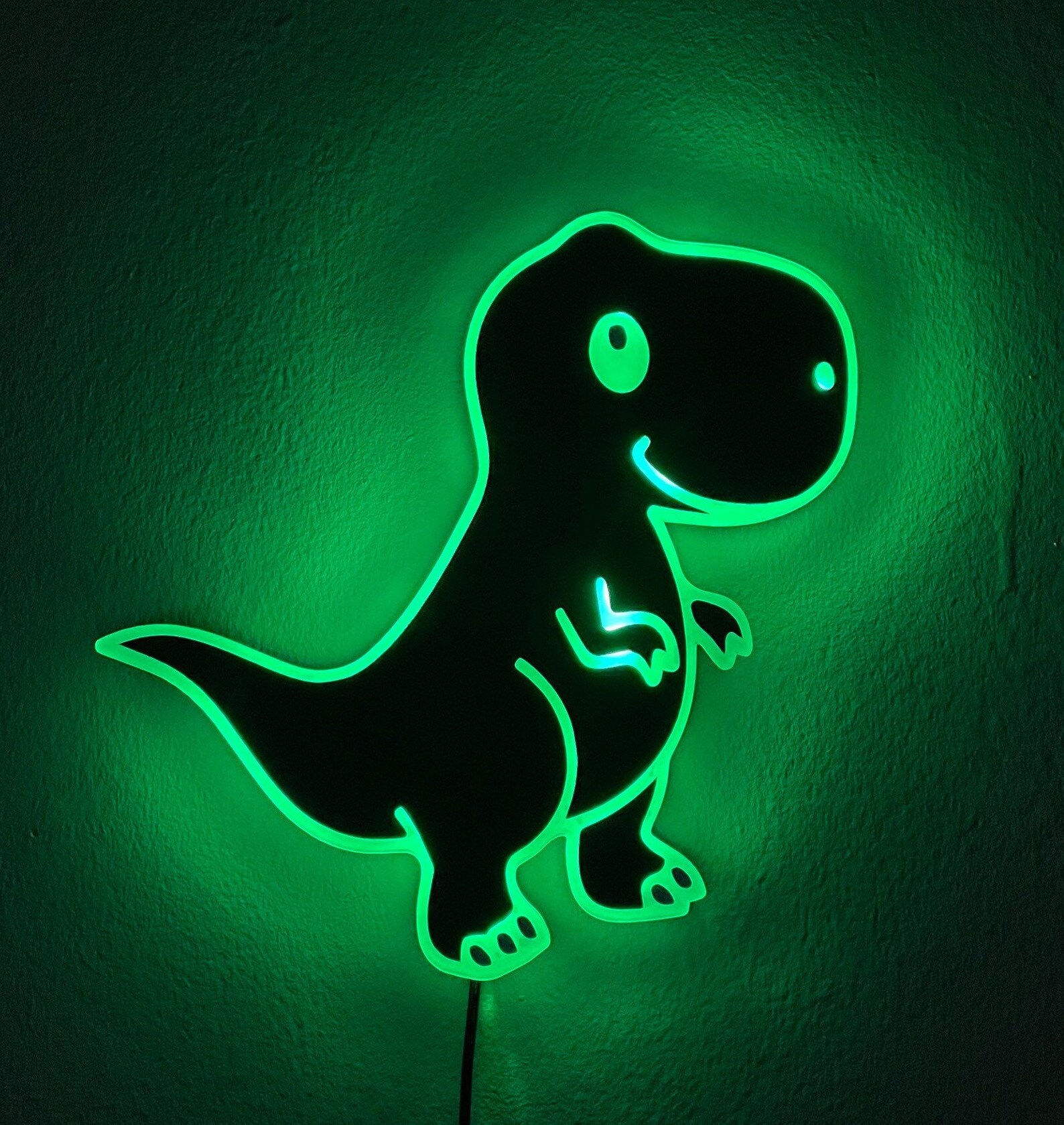 Green T-rex Sign, Led Wall Sign, Edge Lit Acrylic Baby Dinosaur, Large ...