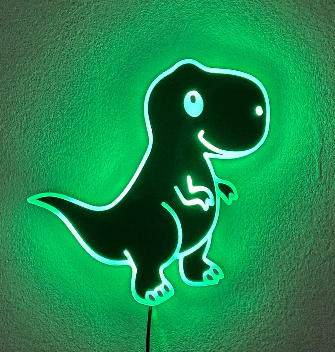 Green T-rex Sign, Led Wall Sign, Edge Lit Acrylic Baby Dinosaur, Large ...
