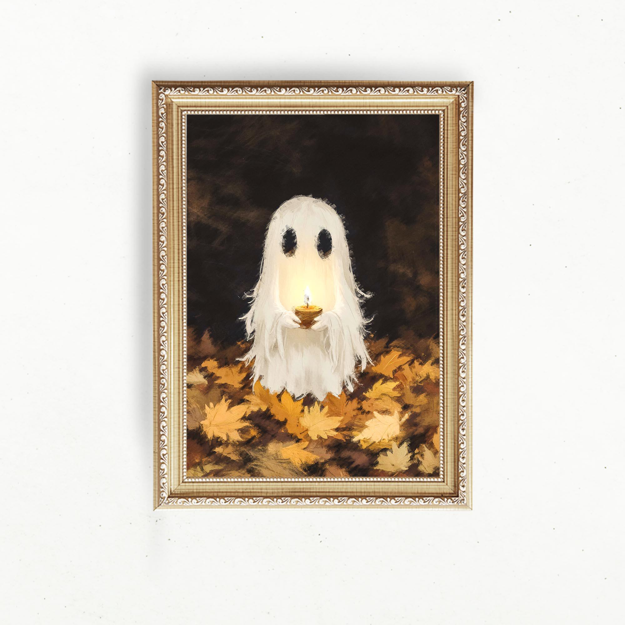 Cute Ghost With Candle Print Printable Halloween Decor Dark Cute ...