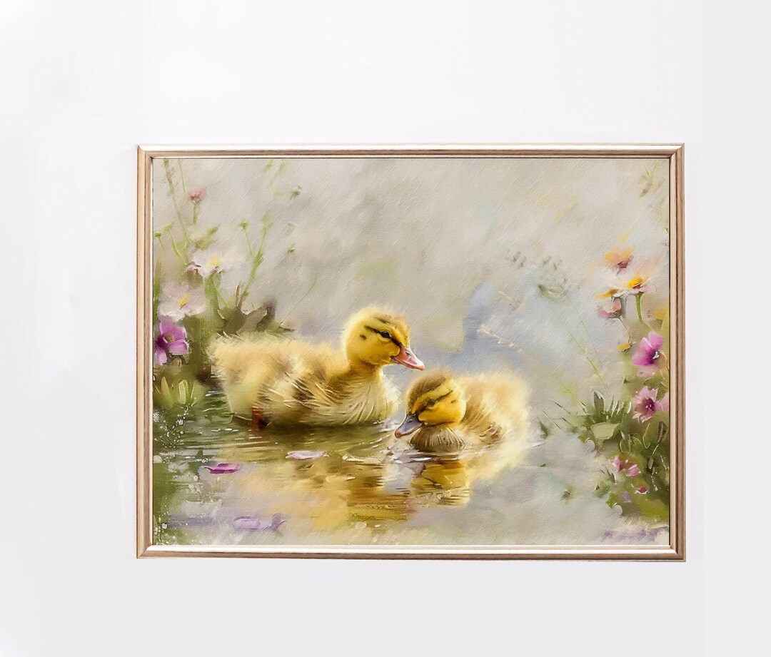 Printable Spring Wall Art, Easter Ducklings Print, Cute Baby Ducks ...