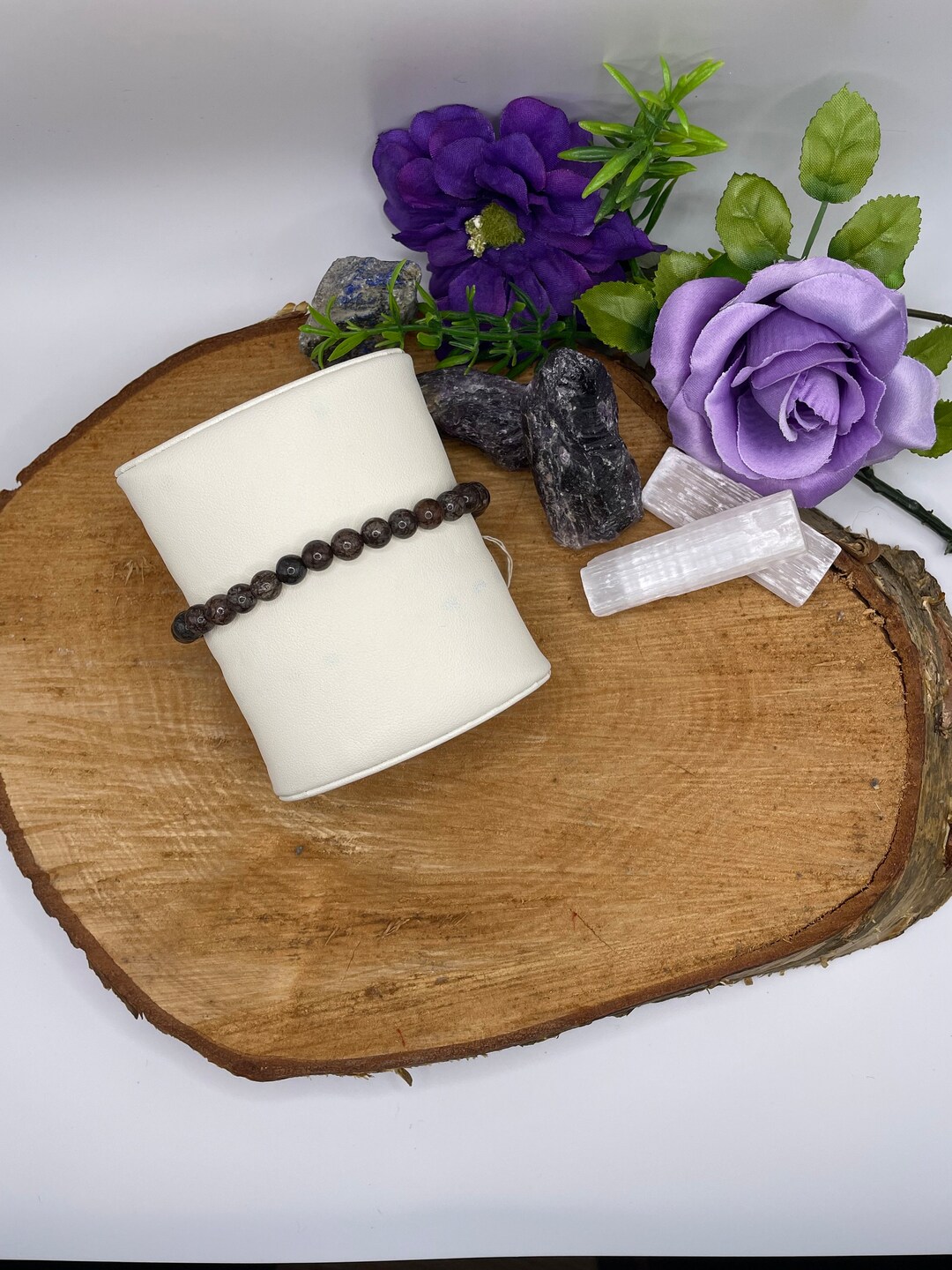 Coffee Snowflake Obsidian Natural Stone Stretch Bracelet | 6mm Stones ...