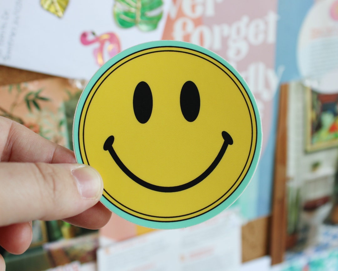 Smiley Vinyl Sticker Laptop Hydro Flask Retro Aesthetic - Etsy