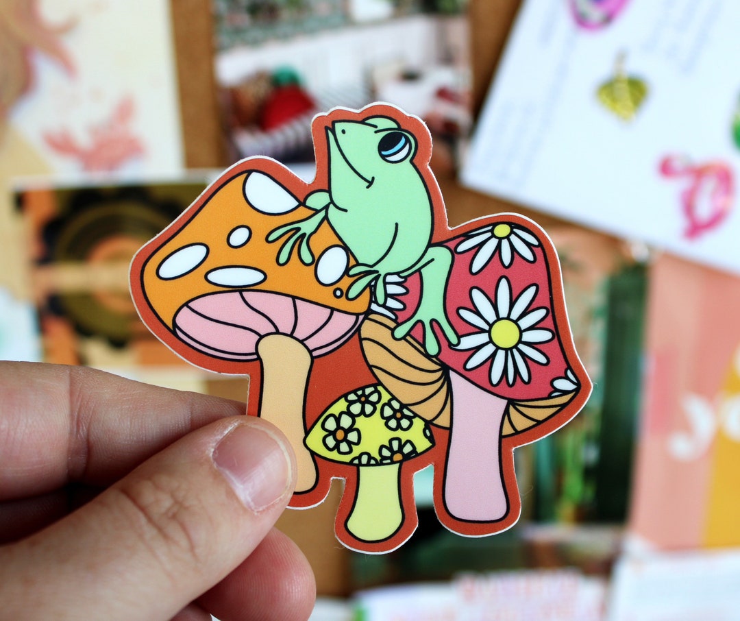 Toadally Chill Mushroom Vinyl Sticker | Water Bottle Laptop Sticker ...