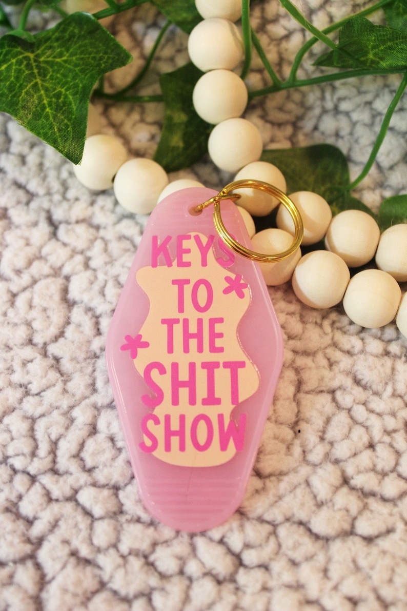 Keys to the Shit Show Pink Keychain Hotel Style Keychain Retro ...