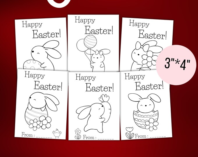 Printable Easter Coloring Cards for Kids School Activity, Color Your ...