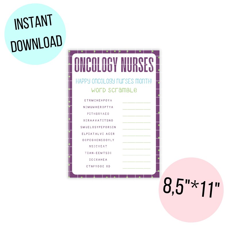 Happy Oncology Nurse Month Printable Games, Oncology Nursing Month ...