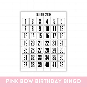 Pink Bow First Birthday Bingo Games Set, Printable Retro Pink Bow Girly ...