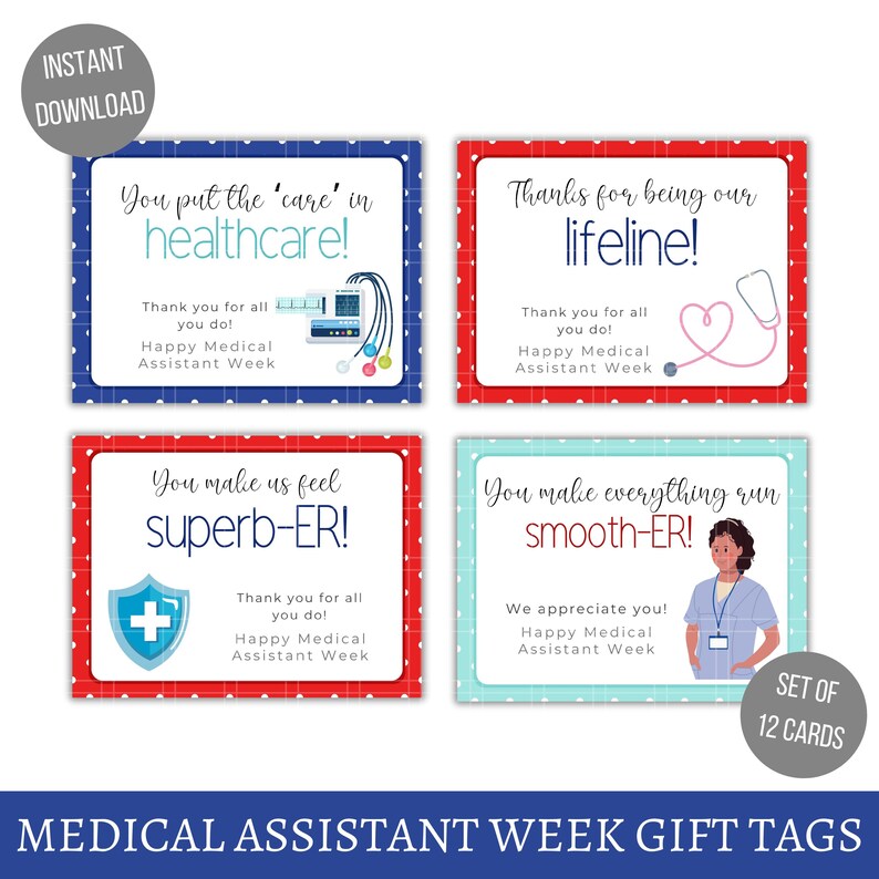 Medical Assistant Week Gift Tags, Happy MA Week Gift Cards, Medical ...