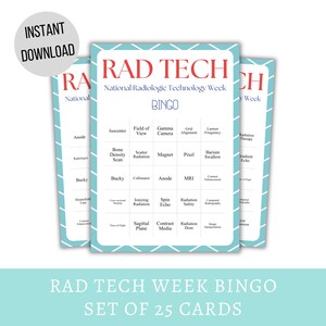 Radiology Technician Week Games Bingo Bundle, Happy Rad Tech Week ...