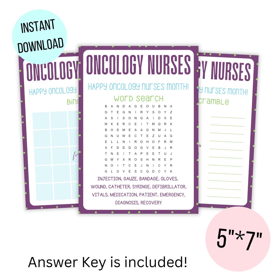 Happy Oncology Nurse Month Printable Games, Oncology Nursing Month ...