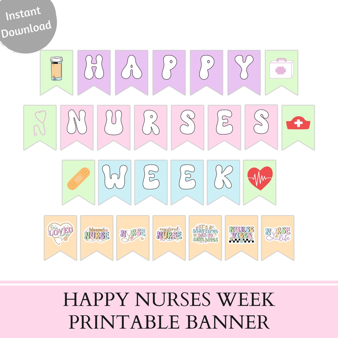 Printable Happy Nurses Month Banner, Nurses Week Appreciation Banner ...