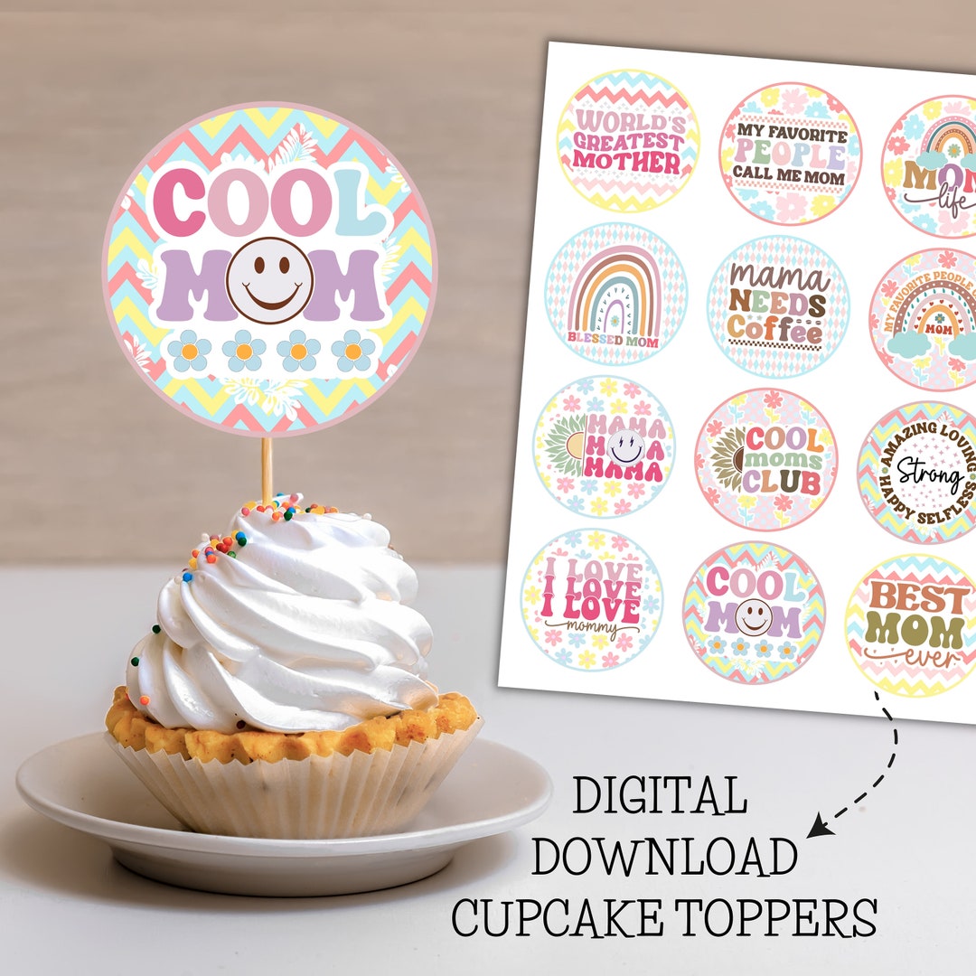 Printable Mothers Day Cupcake Toppers for Mommy Mimi Mama Grandma, Best ...