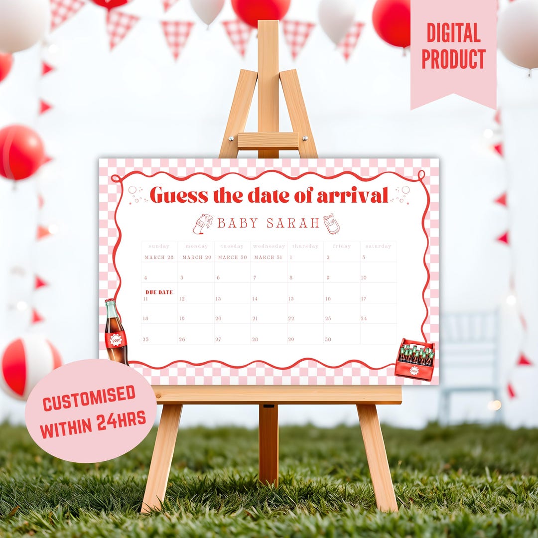 Printable She's Ready to Pop Baby Shower Due Date Calendar | Gender ...